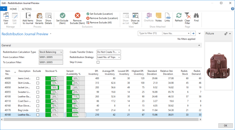 Calculation Type: Stock Balancing