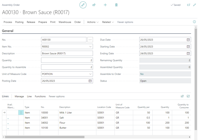 Create Assembly Orders
