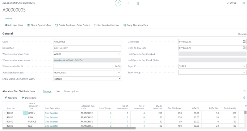 Allocation Plan Distribute